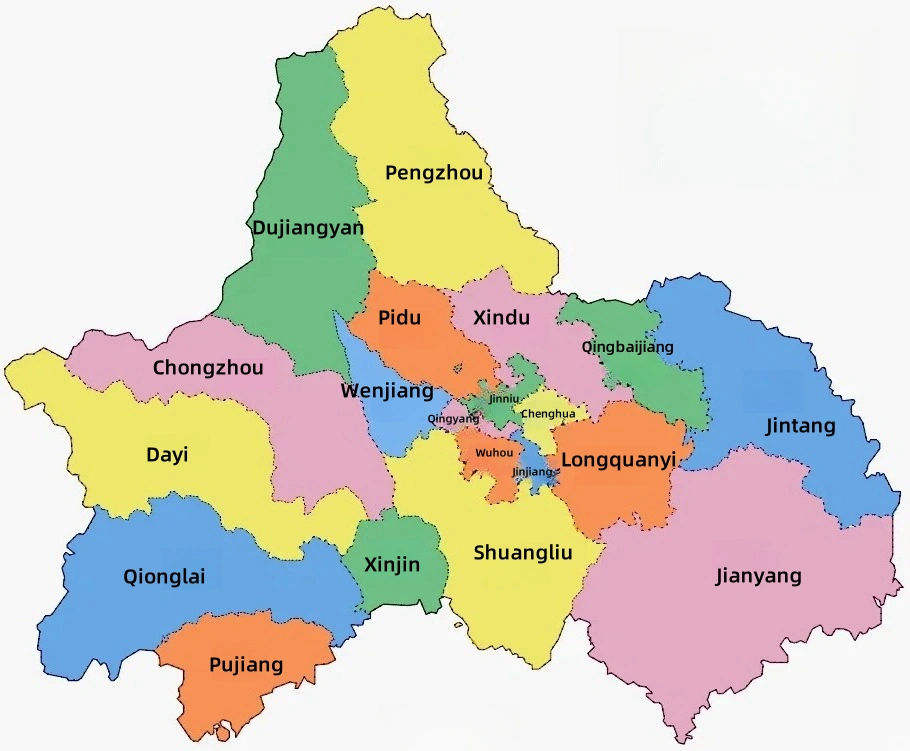 2025 Chengdu Map: Location in China & Detailed Districts Overview